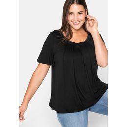 sheego Große Größen: Shirt in A-Linie mit dekorativer Blende, aus Viskose-Jersey, schwarz, Gr.56/58