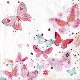 buttinette Papierserviette "Schmetterlinge", 33 x 33 cm, 20 Stück