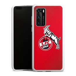 DeinDesign Handyhülle 1. FC Köln Offizielles Lizenzprodukt EffZeh 1. FC Köln rot, Huawei P40 Silikon Hülle Bumper Case Handy Schutzhülle, weiß