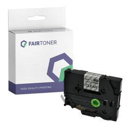 FairToner Kompatibel für Brother P-Touch 7100 VP (TZE-111) Schriftband 6mm/8m Schwarz auf Transparent