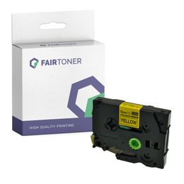 FairToner Kompatibel für Brother P-Touch D 200 (TZE-S631) Schriftband 12mm/8m Schwarz auf Gelb