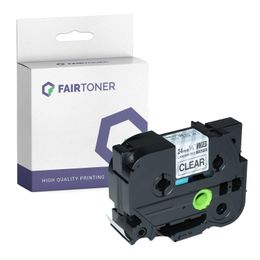 FairToner Kompatibel für Brother TZE-151 Schriftband 24mm/8m Schwarz auf Transparent