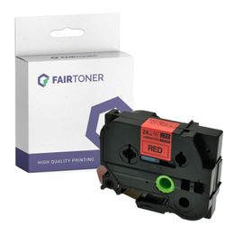 FairToner Kompatibel für Brother P-Touch P 750 W Plus 4 tapes (TZE-451) Schriftband 24mm/8m Schwarz auf Rot