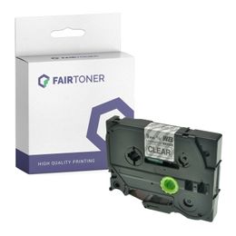 FairToner Kompatibel für Brother P-Touch D 800 W (TZE-121) Schriftband 9mm/8m Schwarz auf Transparent
