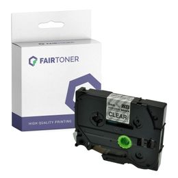 FairToner Kompatibel für Brother P-Touch 2460 (TZE-S121) Schriftband 9mm/8m Schwarz auf Transparent