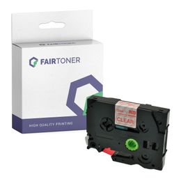 FairToner Kompatibel für Brother TZE-132 Schriftband 12mm/8m Rot auf Transparent