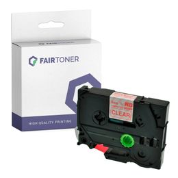 FairToner Kompatibel für Brother P-Touch H 105 WB (TZE-122) Schriftband 9mm/8m Rot auf Transparent