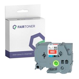 FairToner Kompatibel für Brother P-Touch 9200 PC (TZE-455) Schriftband 24mm/8m Weiss auf Rot