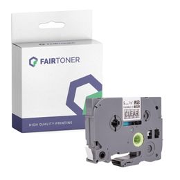 FairToner Kompatibel für Brother P-Touch D 200 VP (TZE-FX121) Schriftband 9mm/8m Schwarz auf Transparent