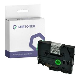 FairToner Kompatibel für Brother TZE-S111 Schriftband 6mm/8m Schwarz auf Transparent