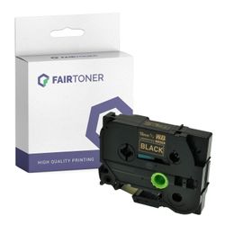 FairToner Kompatibel für Brother P-Touch 9800 PCN (TZE-344) Schriftband 18mm/8m Gold auf Schwarz
