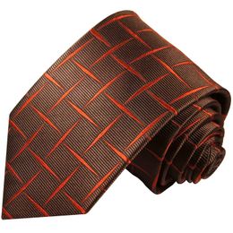 Paul Malone Krawatte Designer Seidenkrawatte Herren Schlips modern kariert 100% Seide Breit (8cm), rotbraun orange 412