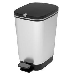 Keter KIS CHIC Bin S Abfallbehälter, 10 Liter, Eleganter Tretabfalleimer mit modernen Touch, Farbe: Steel