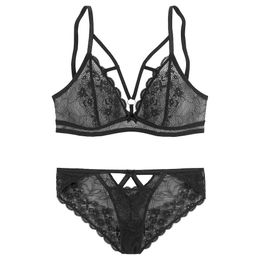 Petite Fleur Gold Bralette-BH Damen Gr&ouml;&szlig;e 80 schwarz
