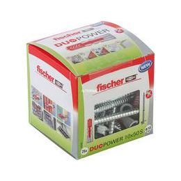 Fischer D&uuml;bel DUOPOWER 10x50 S LD hellgrau/rot, 25 St&uuml;ck, mit Schraube