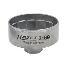 Hazet &Ouml;lfilterschl&uuml;ssel 2169, 3/8" und Sechskant 27mm, Steckschl&uuml;ssel f&uuml;r &Ouml;lfilter 14kant, 74,4mm