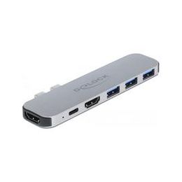 Delock Dockingstation für MacBook grau, Dual HDMI, Power Delivery Geeignet für: MacBook Anschlüsse: 2x HDMI-Ausgang, 3x USB-A 3.2 (5 Gbit/s), 1x USB-C 3.2 (5 Gbit/s) Stromversorgung: USB-Betrieb Typ: Dockingstation