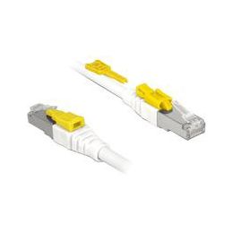 Delock RJ45 Secure Cat. 6A, Kabel wei&szlig;, 5 Meter, verriegelbar, LSOH Halogenfrei
