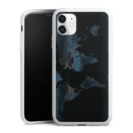 DeinDesign Handyhülle Weltkarte Landkarte Nacht Nightlight Worldmap, Apple iPhone 11 Silikon Hülle Bumper Case Handy Schutzhülle, weiß
