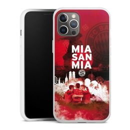 DeinDesign Handyhülle FCB Mia San Mia FC Bayern München FCB - MIA SAN MIA, Apple iPhone 12 Pro Max Silikon Hülle Bumper Case Handy Schutzhülle, weiß