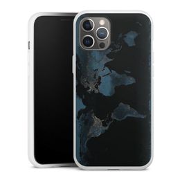 DeinDesign Handyhülle Weltkarte Landkarte Nacht Nightlight Worldmap, Apple iPhone 12 Pro Max Silikon Hülle Bumper Case Handy Schutzhülle, weiß