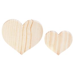 buttinette Herzen aus Holz, 11 cm und 16,5 cm, 2 Stück