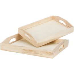 buttinette Tabletts aus Holz, 33 x 23 x 7 cm und 37 x 28 x 7 cm, 2 Stück