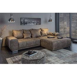 Riess Ambiente Big Sofa ELEGANCIA 285cm taupe Microfaser XXL Couch inkl. Kissen Federkern