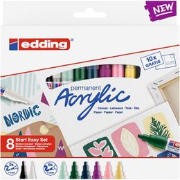 Edding Acrylmarker-Set nordic, 8 Stifte und 10 Postkarten