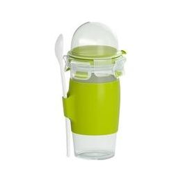 Emsa CLIP & GO Yoghurt Mug, Becher gr&uuml;n/transparent, 450ml