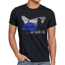 style3 Print-Shirt Herren T-Shirt Ocarina Dream n64 link epona, schwarz, S