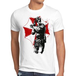 style3 Print-Shirt Herren T-Shirt Raccoon City Police virus epidemie videospiel, weiß, S