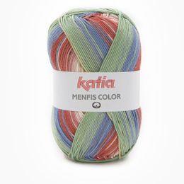 Menfis Color von Katia, Beige/Gr&uuml;nblau/Rot, aus Baumwolle