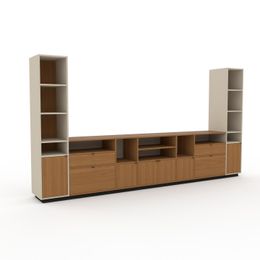 MYCS Aktenregal Eiche - Büroregal: Schubladen in Eiche & Türen in Eiche - Hochwertige Materialien - 380 x 200 x 47 cm, konfigurierbar