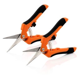 Zelsius Strauchschere 2er Set Ernteschere, gerade Klinge, ergonomischer Griff, orange