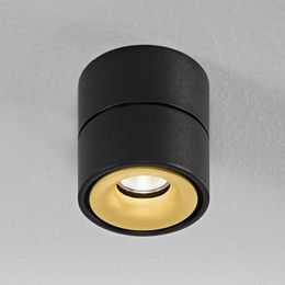 Egger Licht Egger Clippo LED-Deckenspot, schwarz-gold, 2.700K
