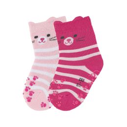 Sterntaler Socken 'Katze' M&auml;dchen Gr&ouml;&szlig;e 17/18 rosa / dunkelpink / schwarz / wei&szlig;
