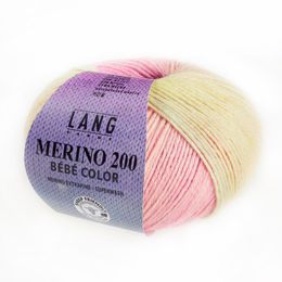 Merino 200 B&eacute;b&eacute; Color von Lang Yarns, Bunt Rosa/Blau/Gelb, aus Schurwolle