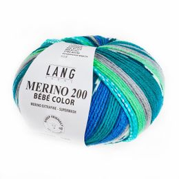 Merino 200 B&eacute;b&eacute; Color von Lang Yarns, Jade/Blau, aus Schurwolle