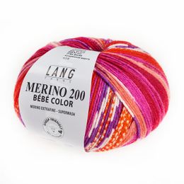 Merino 200 B&eacute;b&eacute; Color von Lang Yarns, Rot/Orange/Violett, aus Schurwolle