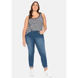 sheego Große Größen: Schmale Stretch-Jeans mit Waschung, blue Denim, Gr.116