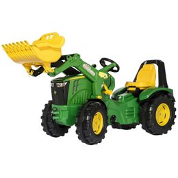 Rolly Toys® Tretfahrzeug Premium John Deere 8400R, Kindertraktor mit Lader, grün