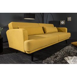 Riess Ambiente Elegantes 3-Sitzer Sofa STUDIO 210cm senfgelb inkl. Kissen mit Schlaffunktion