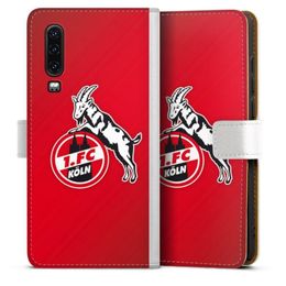 DeinDesign Handyhülle 1. FC Köln Offizielles Lizenzprodukt EffZeh 1. FC Köln rot, Huawei P30 Hülle Handy Flip Case Wallet Cover Handytasche Leder