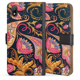 DeinDesign Handyhülle Muster Ornamente Mandala Floral Autumn 1, Huawei Y5 (2019) Hülle Handy Flip Case Wallet Cover Handytasche Leder, schwarz