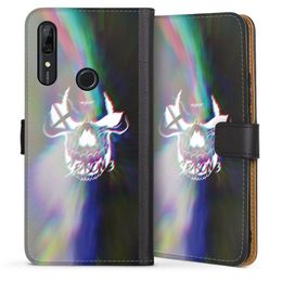 DeinDesign Handyhülle Totenkopf Moji Youtube Glitch Skull, Huawei P Smart Z Hülle Handy Flip Case Wallet Cover Handytasche Leder, schwarz