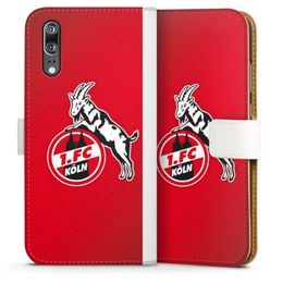 DeinDesign Handyhülle 1. FC Köln Offizielles Lizenzprodukt EffZeh 1. FC Köln rot, Huawei P20 Hülle Handy Flip Case Wallet Cover Handytasche Leder