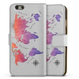 DeinDesign Handyhülle Weltkarte Landkarte Motiv ohne Hintergrund, Apple iPhone 6s Hülle Handy Flip Case Wallet Cover Handytasche Leder, weiß