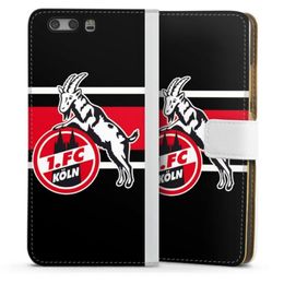 DeinDesign Handyhülle 1. FC Köln Offizielles Lizenzprodukt Colour Stripes 1.FC, Huawei P10 Hülle Handy Flip Case Wallet Cover Handytasche Leder, weiß