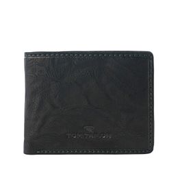Tom Tailor Herren aufklappbare Geldbörse aus Leder, schwarz, Karomuster, Gr. ONESIZE
